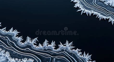 Frozen Dendritic Crystals Frame A Dark Void Stock Illustration