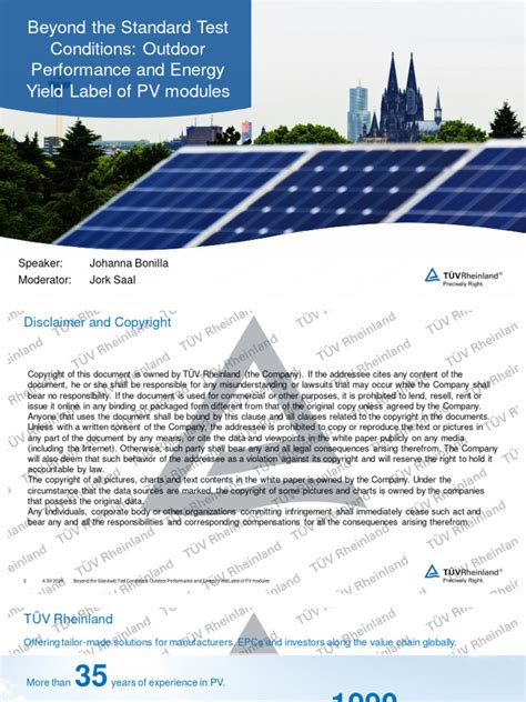 Beyond The Standard Test Conditions Outdoor Performance And Energy