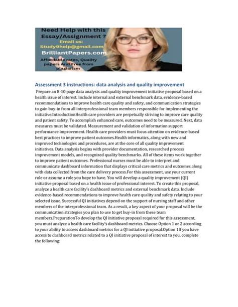 Data Analysis And Quality Improvement Initiative Proposal Docx