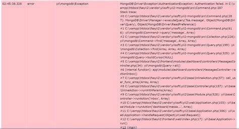 Mongodb Authentication Exception Extensions Yii Framework Forum