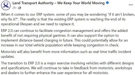 Lta Says Erp 2 0 Offers More Than Current System Motorists Argue That Its Not User Friendly