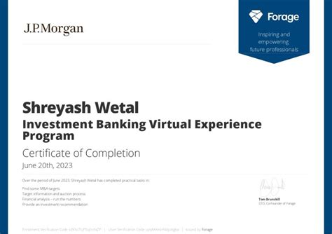 Shreyash Wetal On Linkedin Investmentbanking Algorithmictrading Virtualexperience Jpmorgan