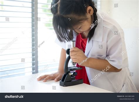 Asian Girl Babe Using Microscope Laboratory Stock Photo 2411901345 Shutterstock