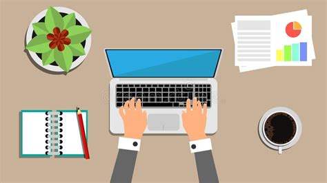 Businessman Working At The Table With Computer And Business Documents