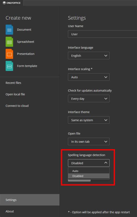 Bug Report Spellcheck Language Selection Desktop Editors ONLYOFFICE Community