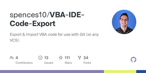 Github Spences10vba Ide Code Export Export And Import Vba Code For Use With Git Or Any Vcs