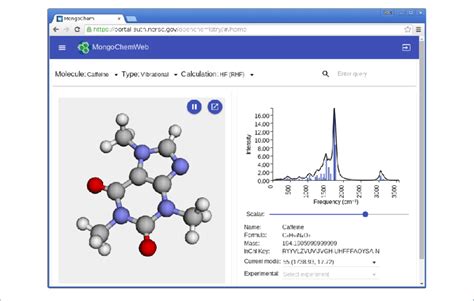 html5 web client with molecular structure and vibrational modes the