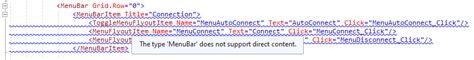 Xaml Editor Not Detecting The Content Metadata Tag For Properties Ie Menubaritems · Issue