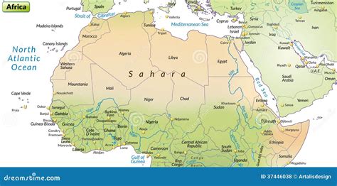 Northern Africa Physical Map