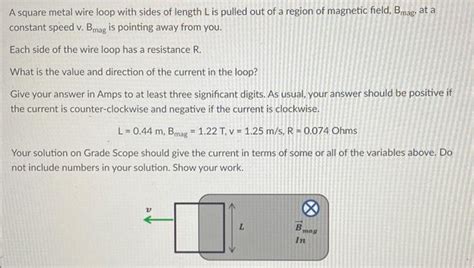 solved a square metal wire loop with sides of length l is