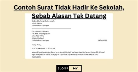 Surat Rasmi Format Lengkap Permohonan Cuti Sakit Template