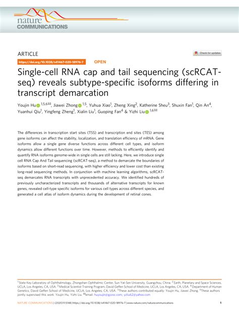 Pdf Single Cell Rna Cap And Tail Sequencing Scrcat Seq Reveals Subtype Specific Isoforms