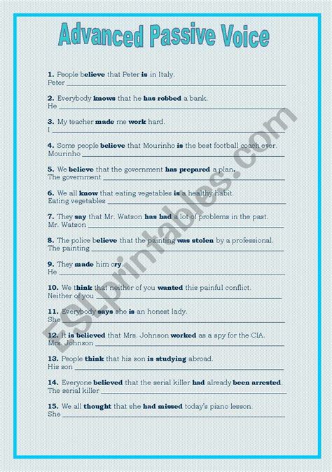 Advanced Passive Voice Esl Worksheet By Lidinhaquerida Advanced Passive Voice Esl Worksheet By Lidinhaquerida