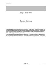 Example Scope Statement Docx Scope Statement Scope Statement Sample Company The Scope