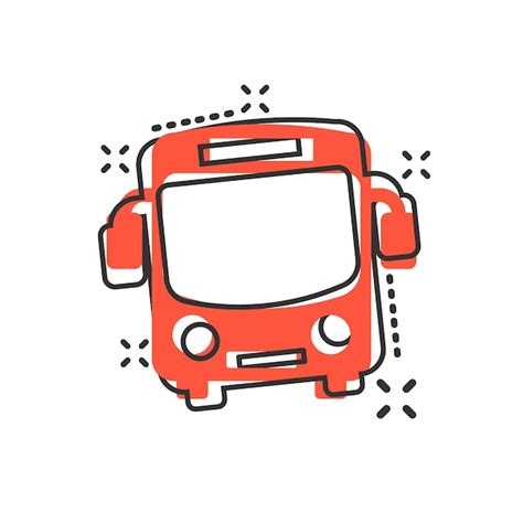 만화 스타일의 스쿨 버스 아이콘 흰색 격리 된 배경에 Autobus 벡터 만화 일러스트 레이 션 코치 전송 비즈니스 개념
