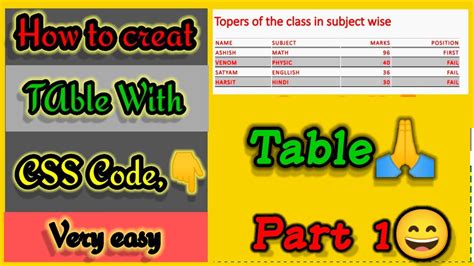 How To Create Table With CSS Code Html CSS YouTube