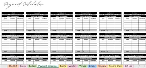 Hochzeit Planung Vorlage Deluxe Excel Tabelle Etsy