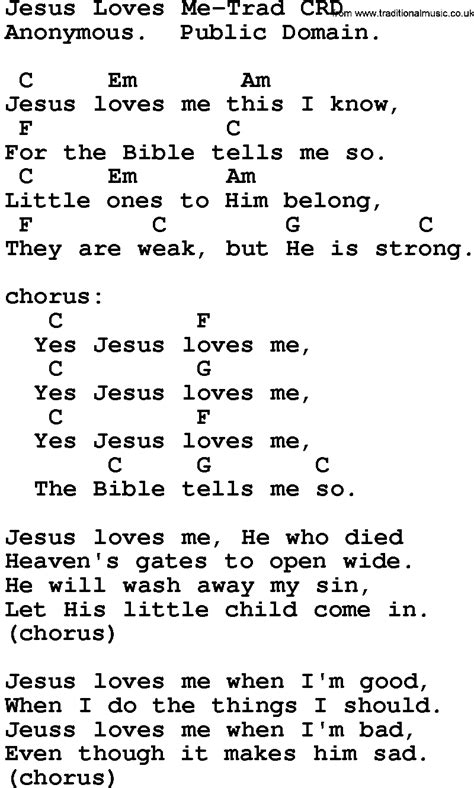 Free Printable Lyrics To Jesus Loves Me