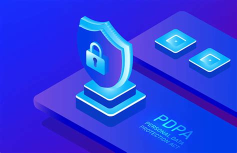 개인 정보 보호 행위 또는 Pdpa 개념 안전한 데이터 관리 및 해커 공격 및 자물쇠 아이콘으로부터 데이터를 보호 인터넷 기술 네트워킹 벡터 일러스트 레이 션 개인 정보에