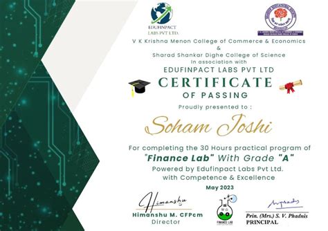 Im Happy To Share That Ive Obtained A New Certification Finance Lab From Edufinpact Labs Pvt