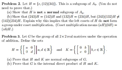 solved 2 let h {e 12 34 } this is a subgroup of a4 a