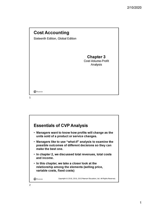 Summary Notes Chapter 3 Warning Tt Undefined Function 32 Chapter 3 Cost Volume Profit