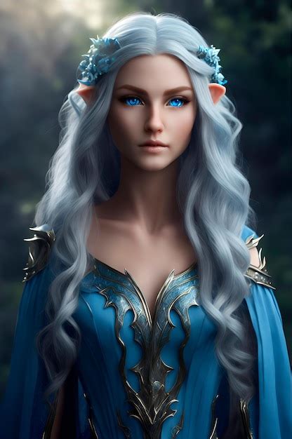 Premium Ai Image Elf Queen With Pointy Ears Blue Eyes Beautiful Long
