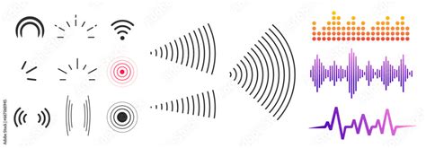 Signal Radio Waves Icon Wireless Tech Radar Vector Symbols Graphic Set
