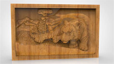 Stl File Tiger 3d Stl Cnc Router Artcam Aspire Cnc Files Wood Art Wall Decor Cnc Miling