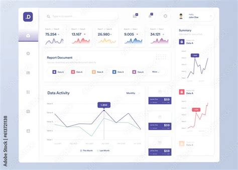 Infographic Dashboard Ui Design With Graphs Charts And Diagrams Web Interface Template For