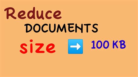 Reduce Document Size 100kb How To Reduce Youtube