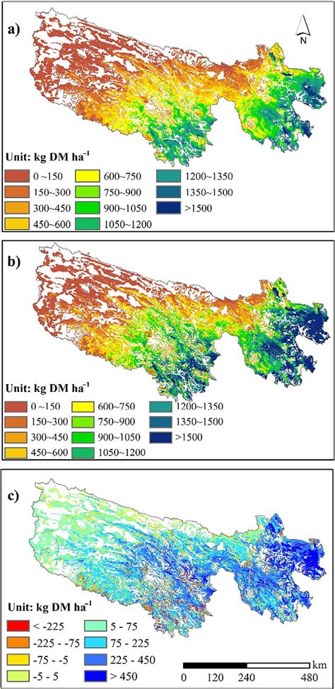 Spatial Pattern Of The Annual Grassland Yield A Before And B After