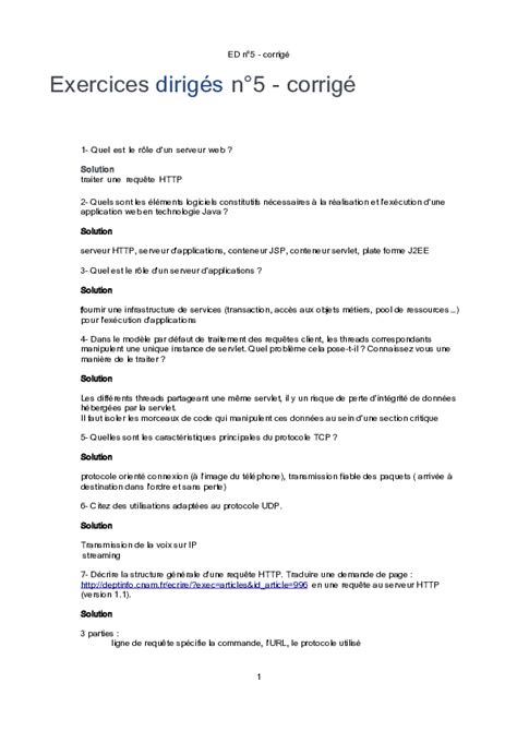 Exercices Dirigés N°5 Corrigé Deptinfo Cnam