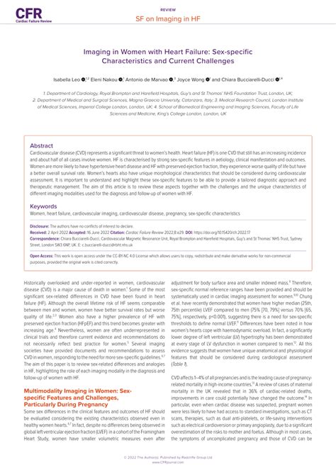 PDF Imaging In Women With Heart Failure Sex Specific Characteristics And Current Challenges