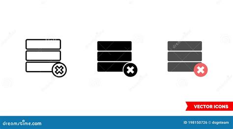 Delete Database Icon Of 3 Types Color Black And White Outline