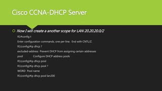 Cisco CCNA DHCP Server PPTX Computer Networking Computing