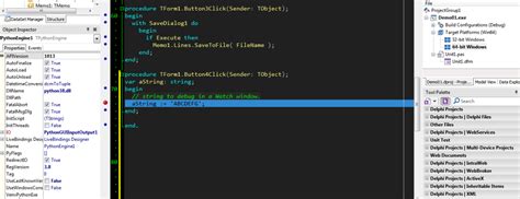 Cannot Debug Delphi Code In The Python4delphi Demo1 Project Solved