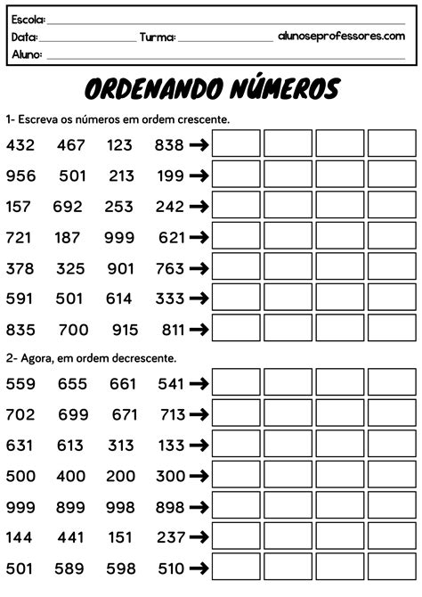 Organize As Medidas Em Ordem Crescente Retoedu
