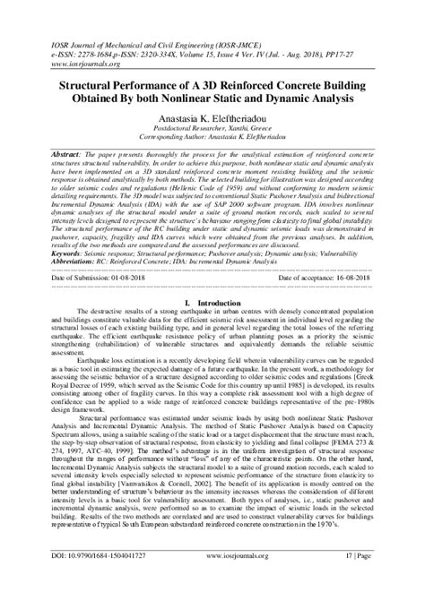 Pdf Structural Performance Of A 3d Reinforced Concrete Building