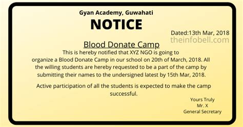 English Grammar Class Notice Writing SEBA NCERT TheInfoBell