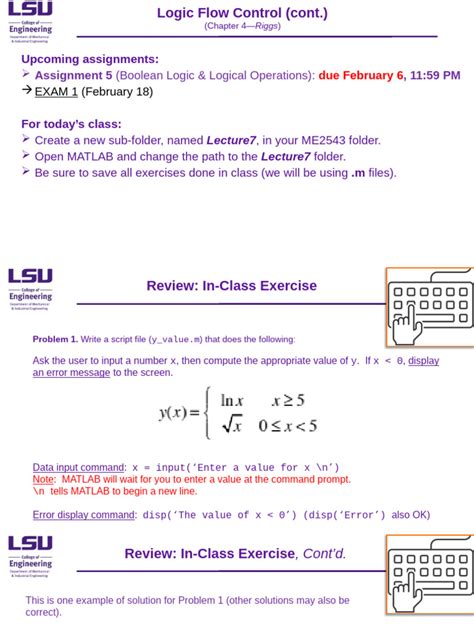 Lecture 7 Boolean Logic And Logical Operations Cont Pdf Control Flow Matlab