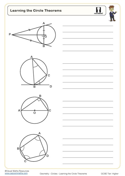 Learning The Circle Theorems Worksheet Cazoom Maths Worksheets