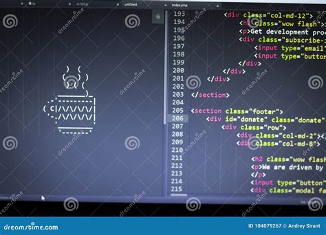 Ascii Art Of Drink Cup And Html Code Aside Editorial Photography Image Of Design Cyberspace