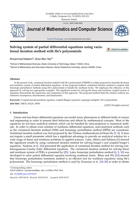 pdf solving system of partial differential equations using