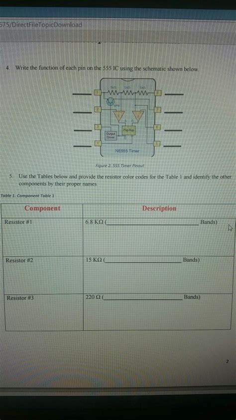 Solved 4 Write The Function Of Each Pin On The 555 Ic Using