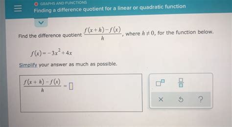 Solved Graphs And Functions Finding A Difference Quotient