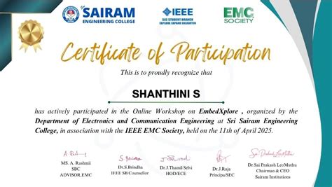 Embeddedsystems Ieee Workshopexperience Learningneverstops Shanthini S