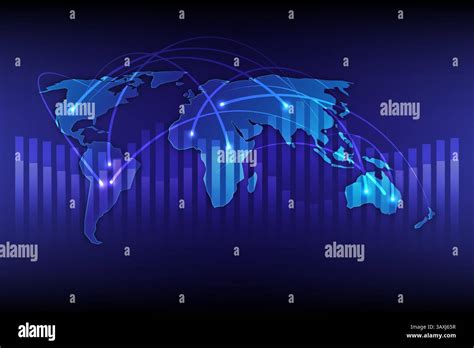 Business Concept World Map And Bar Graph Technology Global Connection