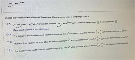 [answered] Stan Lim 7 Sin X X 0 Em Choose The Correct Answer Below And