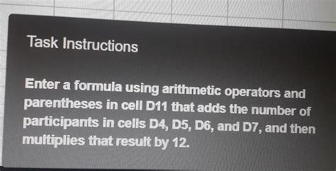 Solved Task InstructionsEnter A Formula Using Arithmetic Chegg